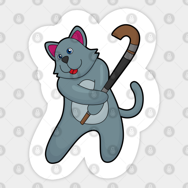 Cat at Hockey with Hockey stick - Hockey - Sticker | TeePublic