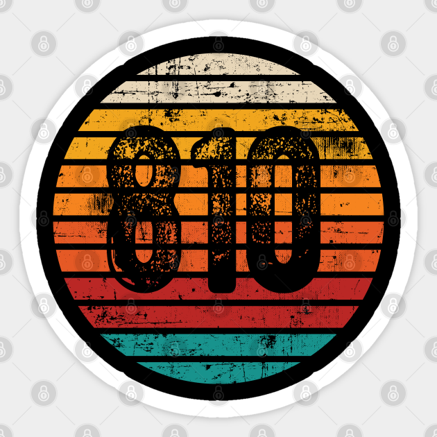 Distressed Vintage Sunset 810 Area Code - 810 Area Code - Sticker ...