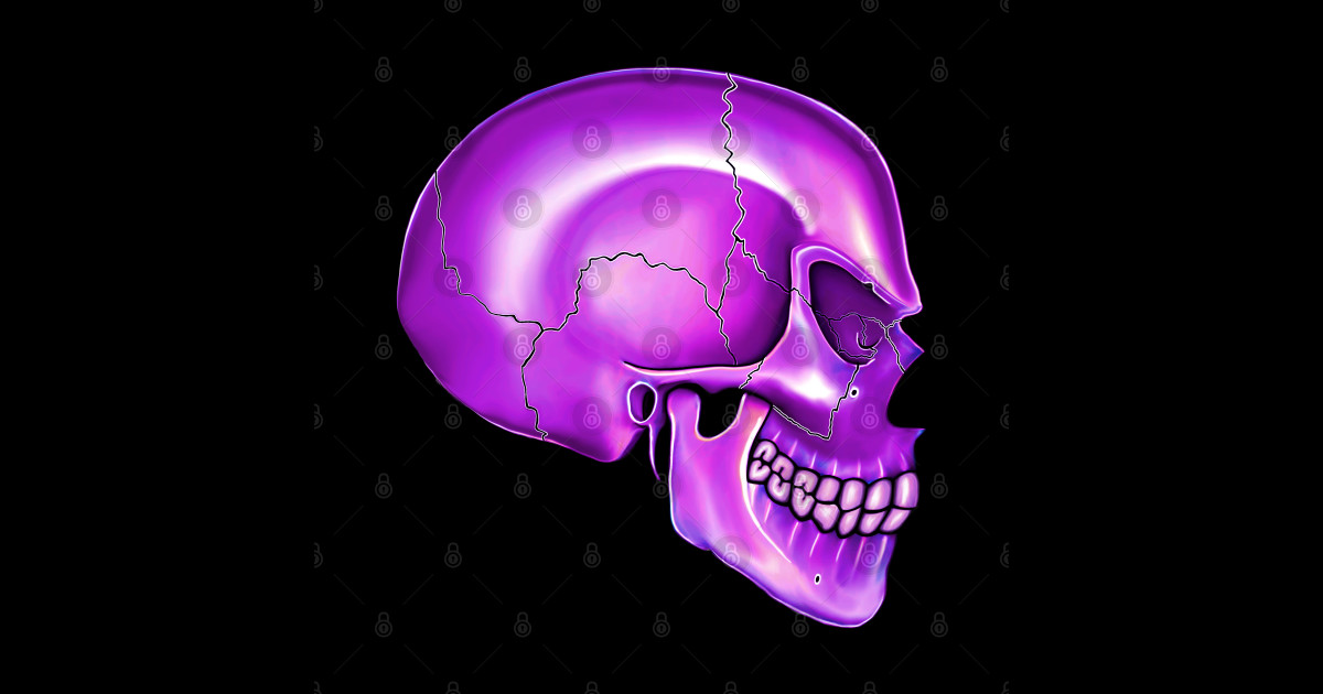 Purple Angry Skull Side View - Skulls - Sticker | TeePublic