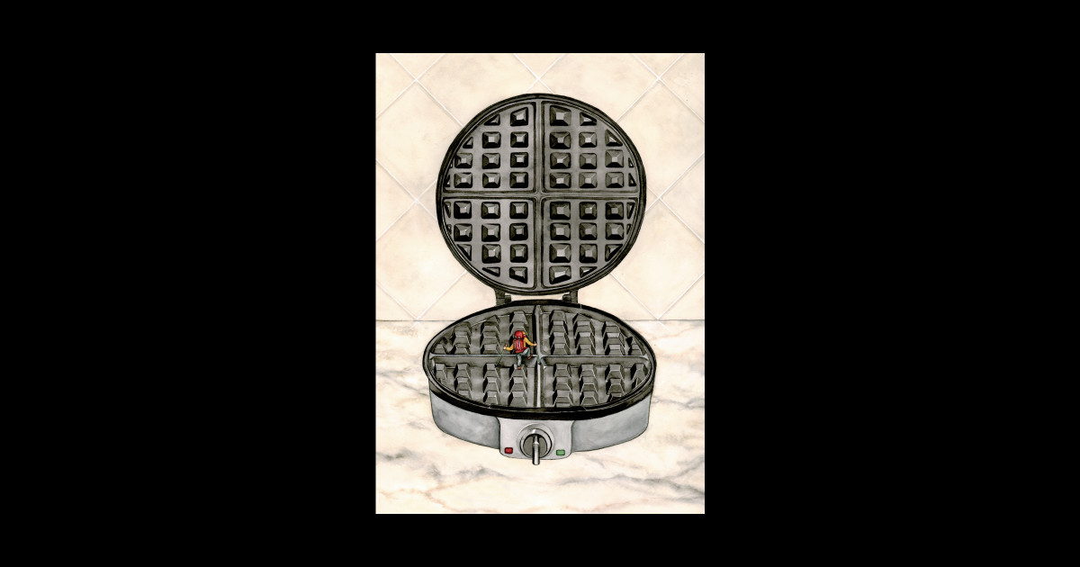 Waffle Iron Backpacking, Surrealist Kitchen Watercolor Painting ...