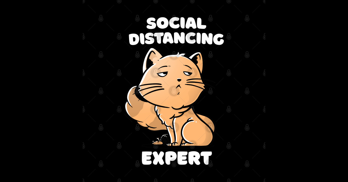 Social Distancing Expert Cute Snob Cat Gift - Social Distancing - Pin ...