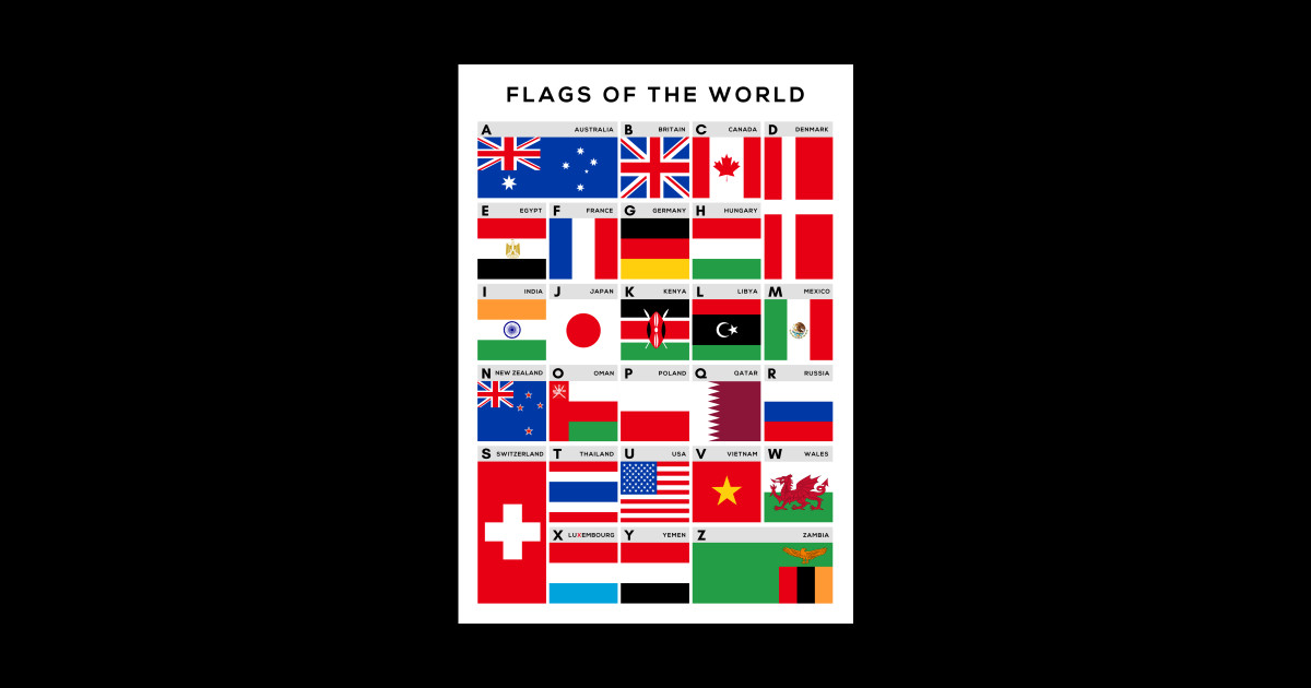 Flags of The World Picture Chart - A-Z of Flags - Flags - Sticker ...