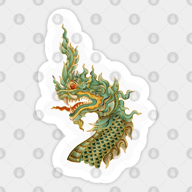 Thai art Naga head. - Thai Naga - Sticker | TeePublic
