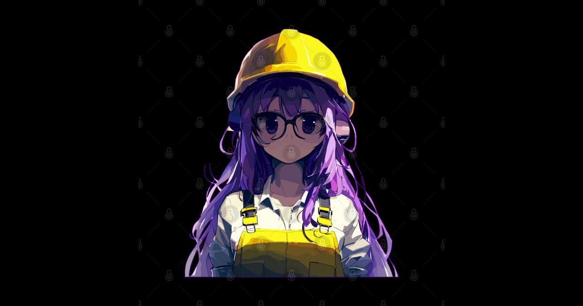 Anime Girl worker in construction helmet, hard hat - Mechanical ...
