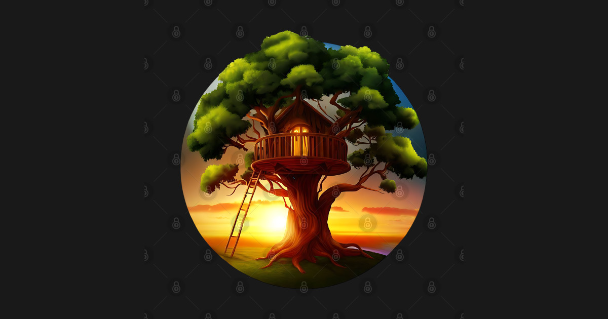 Treehouse at sunset - Treehouse Sunset - T-Shirt | TeePublic
