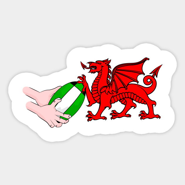Wales Rugby Flag - Cute Dragon - Sticker | TeePublic