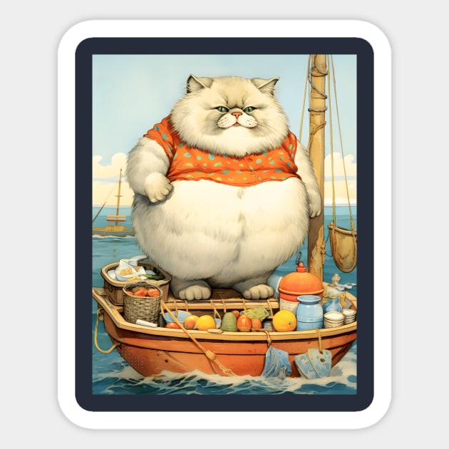 Cats at Sea: Fat Cats, little boats - Cat Lover Gifts - Sticker | TeePublic