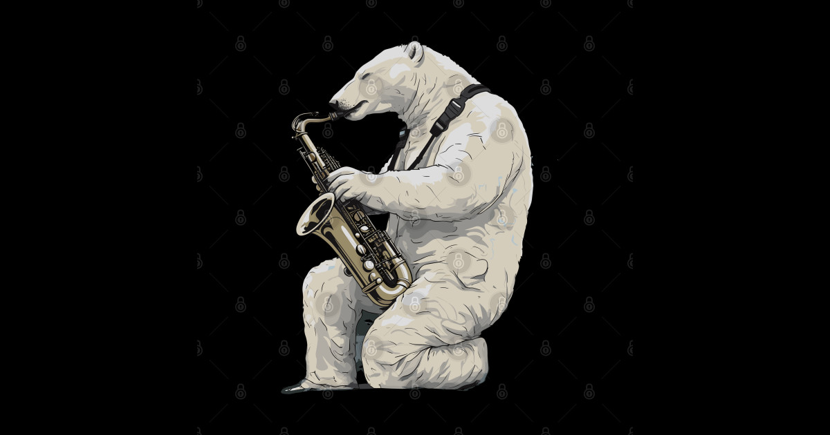 Polar Bear Playing Saxophone - Polar Bear - Sticker | TeePublic