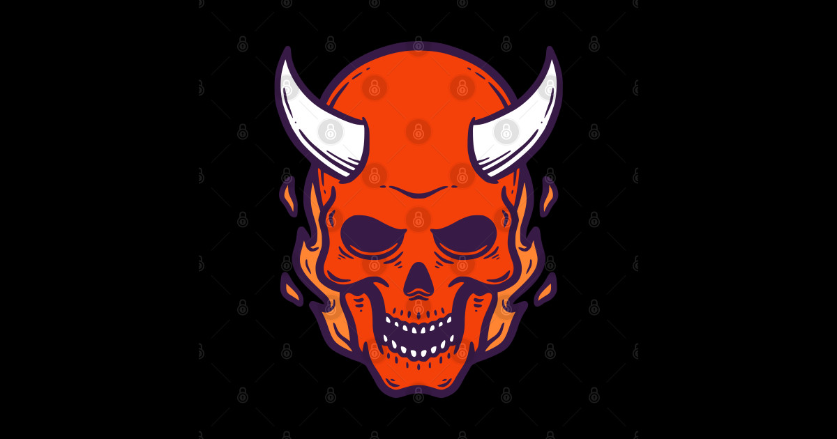 Angry Devil Skull - Devil Skull - Sticker | TeePublic