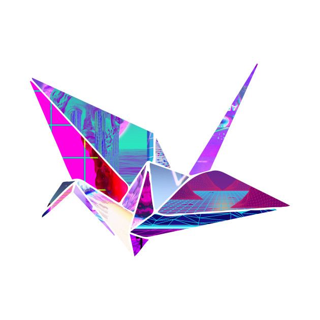 Vaporwave Origami Crane MKIII - Origami - T-Shirt | TeePublic