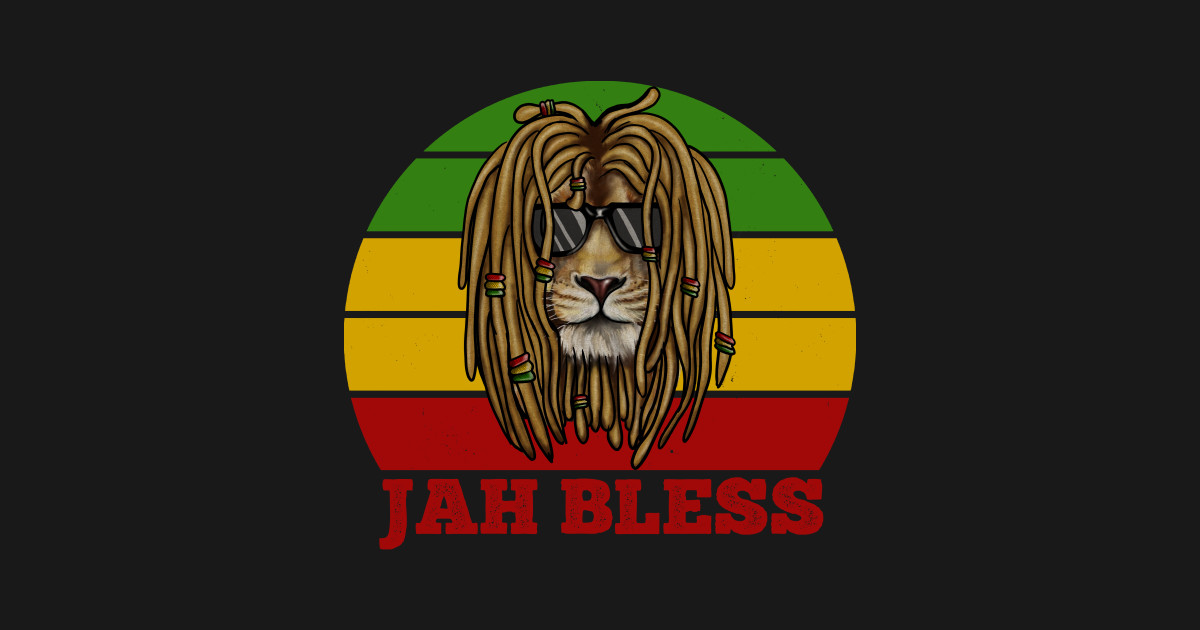Jah Bless, Jamaica, Rasta African Lion - Rasta - T-Shirt | TeePublic