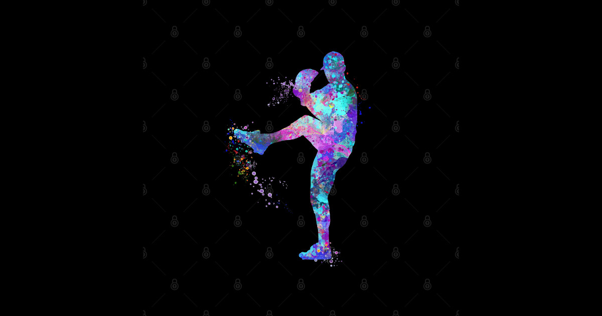Baseball Pitcher Boy Watercolor Softball Gift - Baseball - Sticker ...