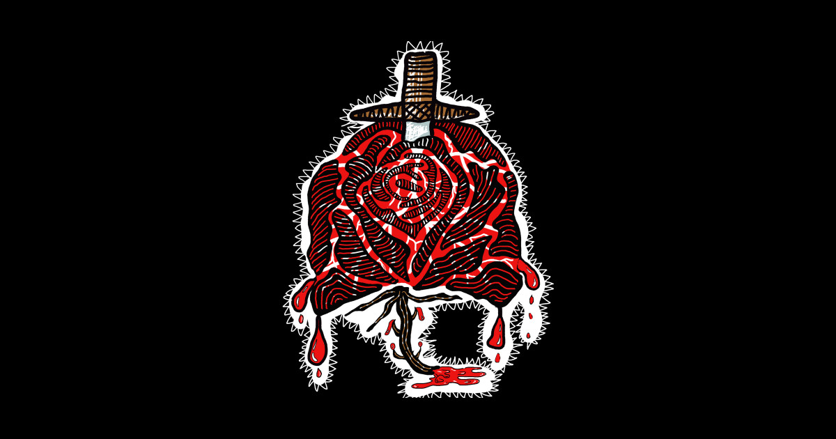 Bleeding rose flower - Bleeding Red Rose With Dagger - Sticker | TeePublic