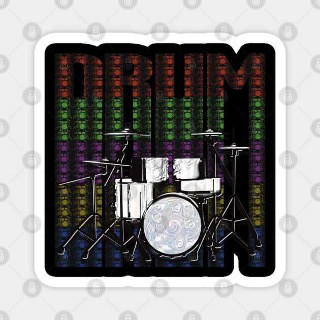 Drum Kit on drum pattern lettering - Drummer - Magnet | TeePublic