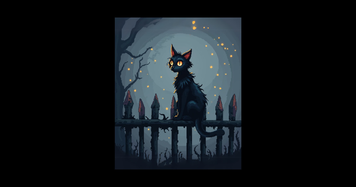 Pixel Goth Cat - Goth Pixel Art - Sticker | TeePublic