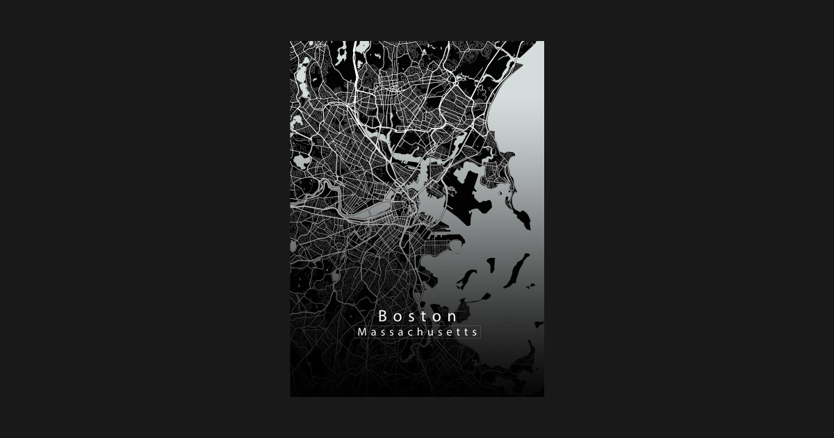 Boston Massachusetts City Map dark - Boston - T-Shirt | TeePublic