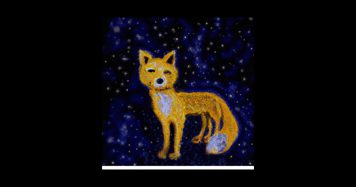 a painting of a fox in the style of Starry Night - Fox - Sticker ...