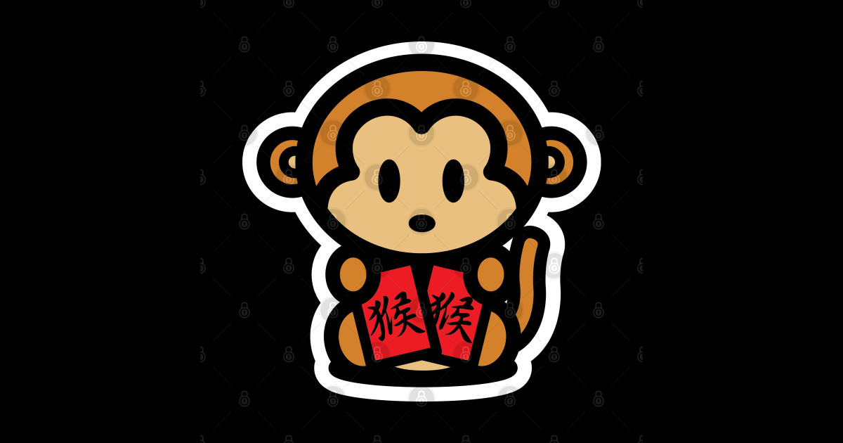 Year of the Monkey Bambu Brand Momo Panda - Monkey - Sticker | TeePublic