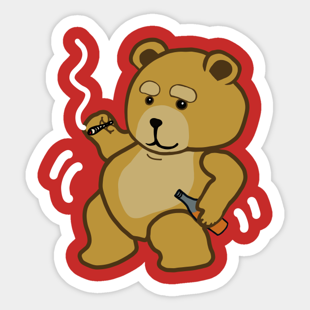 smoking dancing drinking bear - Ted - Sticker | TeePublic