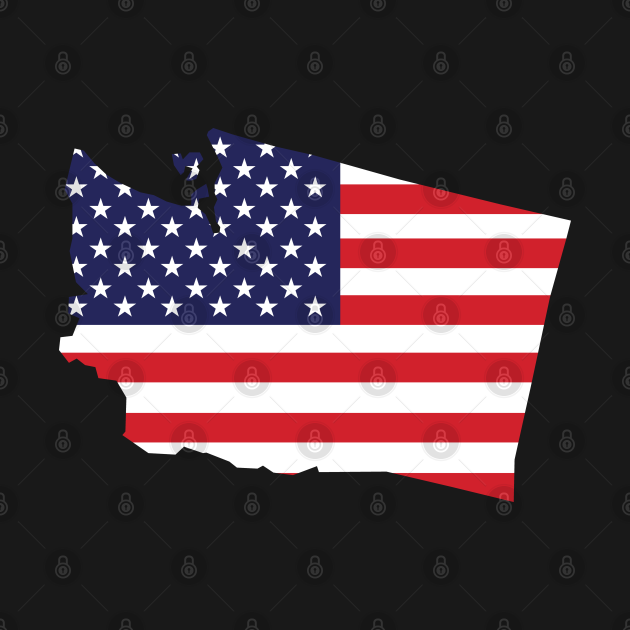 Washington State Shaped Flag Background - Washington - T-Shirt | TeePublic