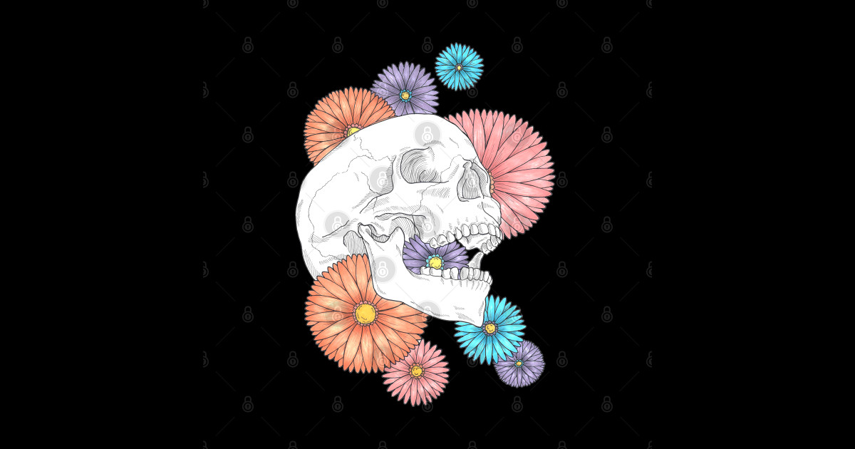 Spring skull - Skull - Sticker | TeePublic