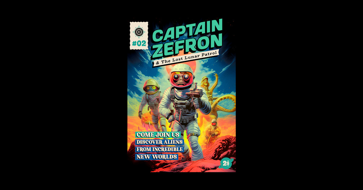 Captain Zefron & the Lost Lunar Patrol Comic Design - Alien - Sticker ...