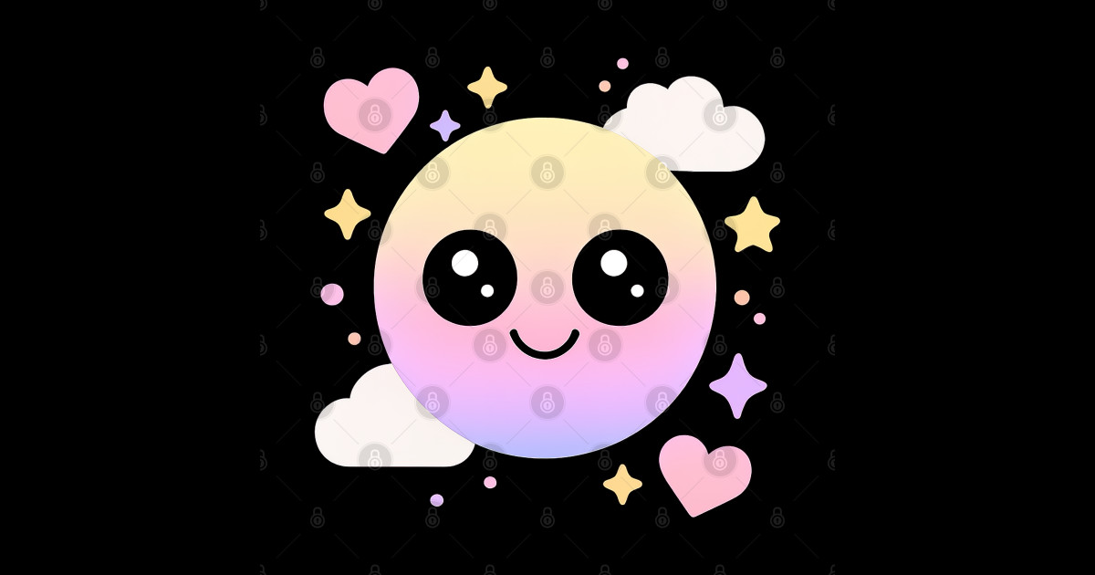 Happy emoji, Happy face emoji wrapped in pastel hearts, stars, and ...
