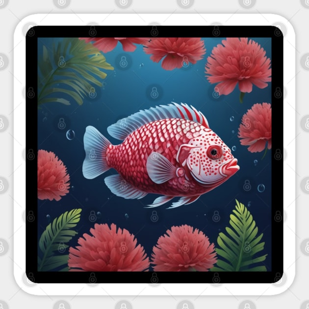 LOUHAN FLOWERHORN FISH - Louhan Flowerhorn Fish - Sticker | TeePublic