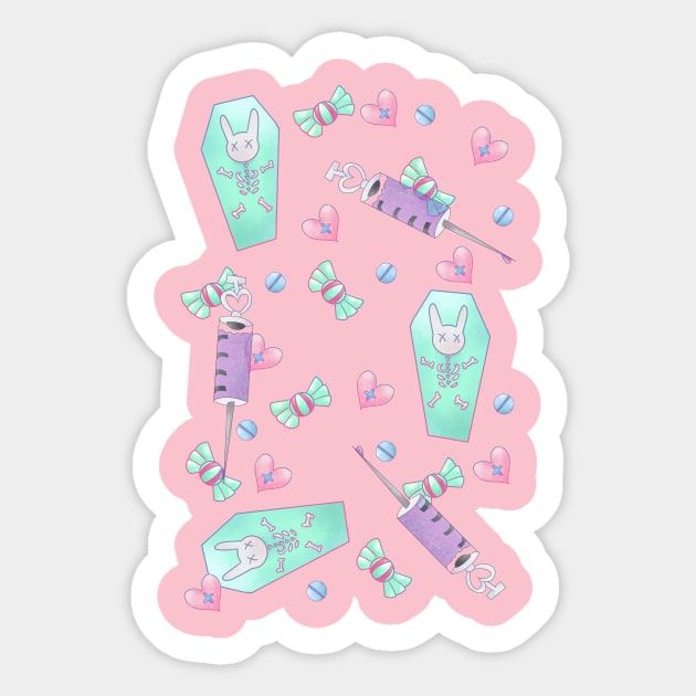 Menhera Yamikawaii Pastel Goth Creepycute Pattern - Menhera - Sticker ...