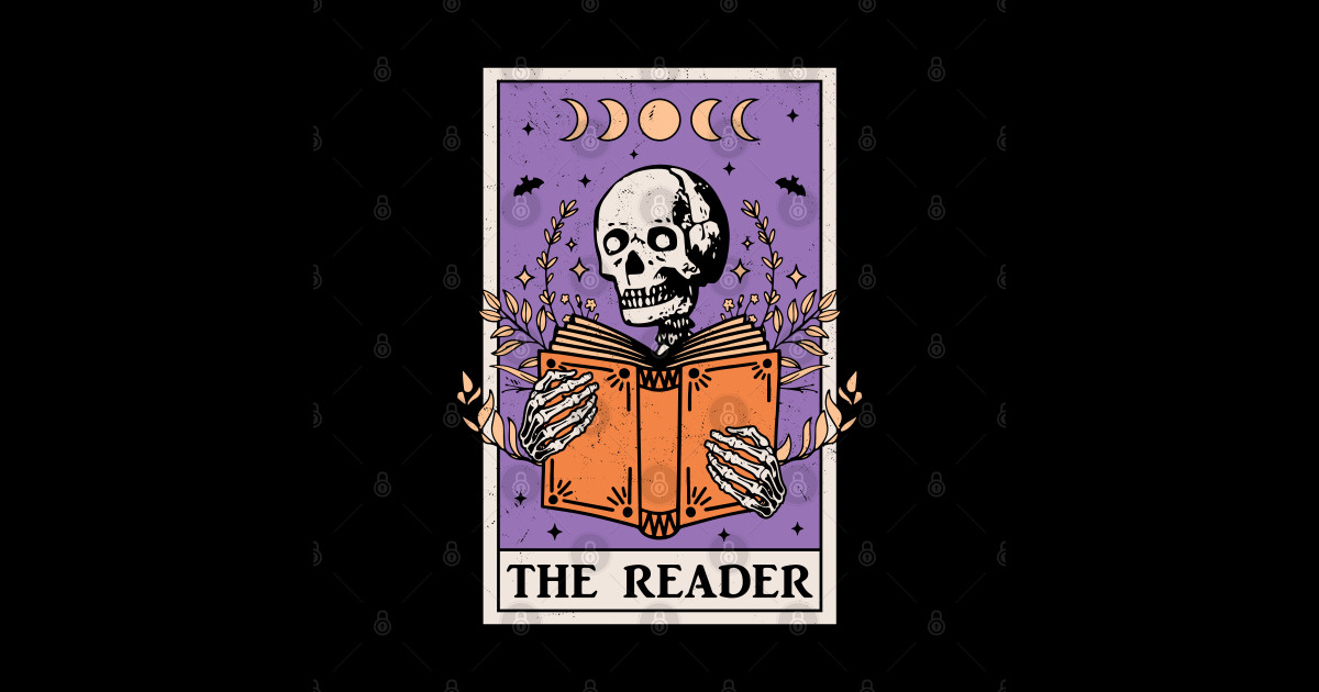The Reader Tarot Card Skeleton Reading Book Bookish - The Reader Tarot ...