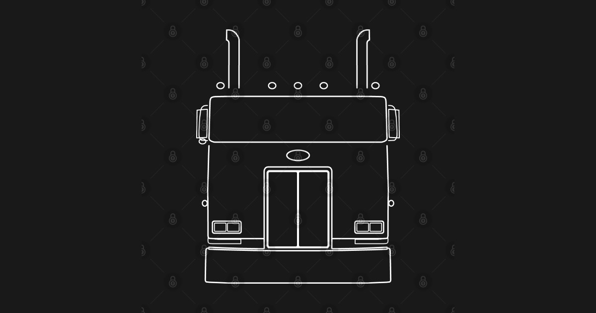 Cabover Pete classic truck outline graphic (white) - Truck - T-Shirt ...