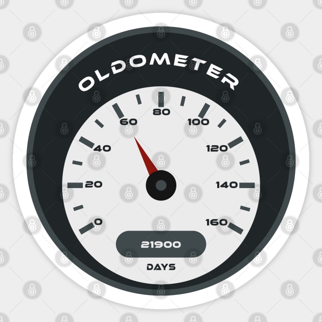 60th birthday oldometer - 60th Birthday Oldometer - Sticker | TeePublic