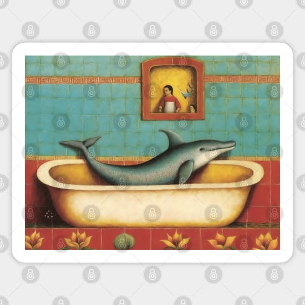 Dolphin in a Bath Tub - Dolphin - Sticker | TeePublic
