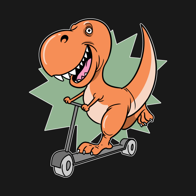 T-Rex Dinosaur Scooter E-Scooter Stunts - Scooter - T-Shirt | TeePublic