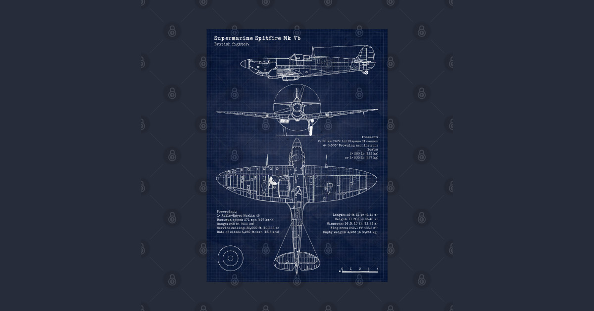 Spitfire Vb Blueprint - Spitfire - T-Shirt | TeePublic