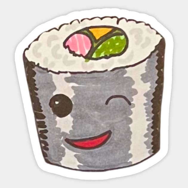 Happy Sushi | chibi style | Cute Roll - Cute - Sticker | TeePublic