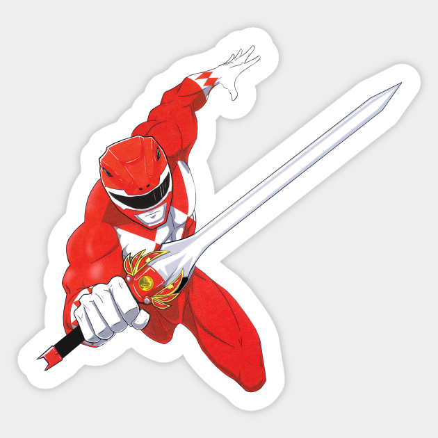 Red Mighty Morphin Power Ranger - Power Rangers - Sticker | TeePublic