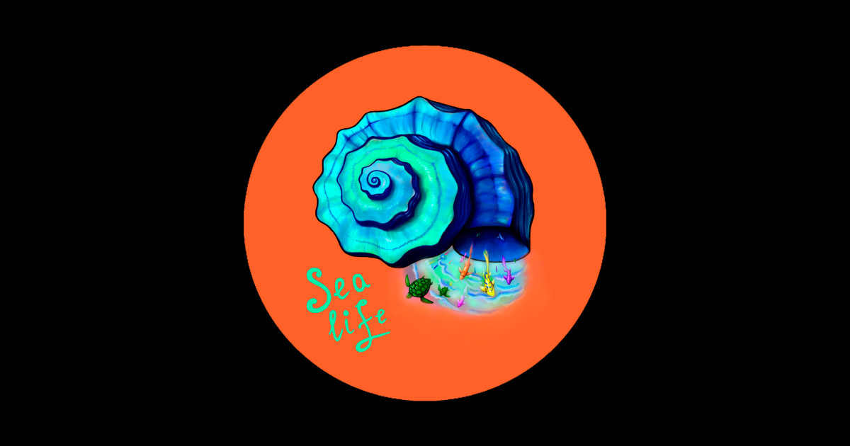 Fish Shell Art 3 - Shell - Sticker | TeePublic