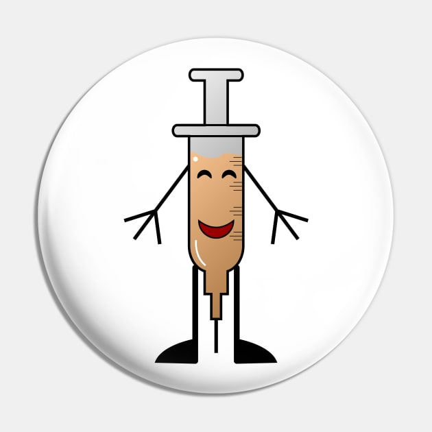 Syringe blushed smile doodle - Syringe Illustration - Pin | TeePublic