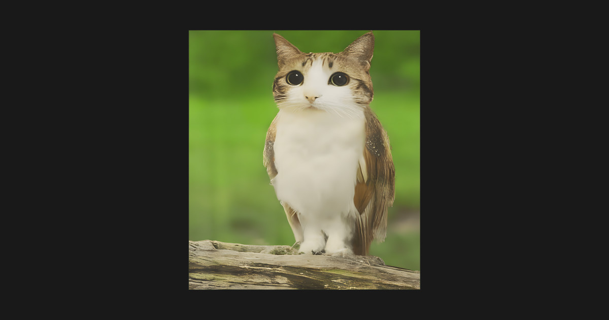 Cat Owl Cursed Internet - Funny Cursed Meme - T-Shirt | TeePublic