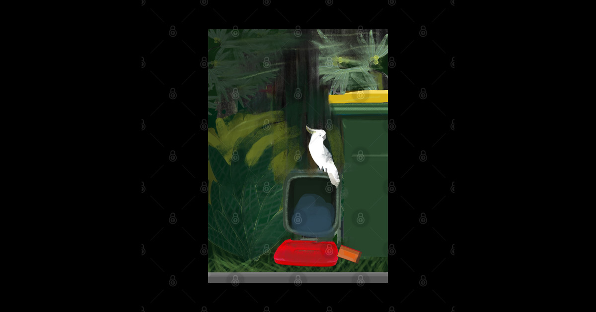 Wheelie Bin Down Two Bins Cocky 2021 Cockatoo Sticker Teepublic