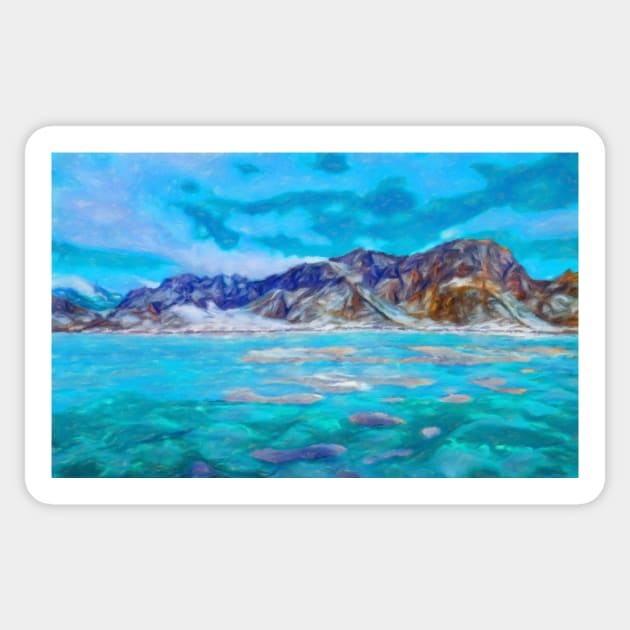 Turquoise blue landscape - Turquoise - Sticker | TeePublic