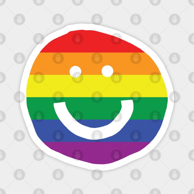 Pride Smiley Face White Eyes - Pride - Magnet | TeePublic