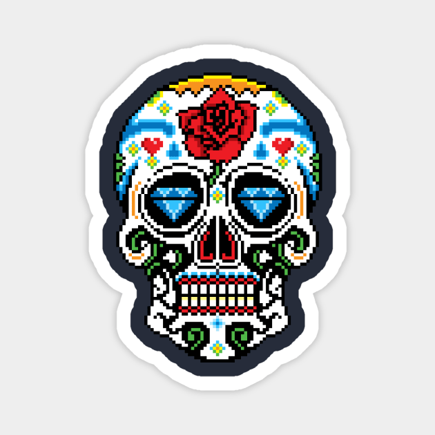 Sugar Skull pixel art - Sugar Skull - Magnet | TeePublic