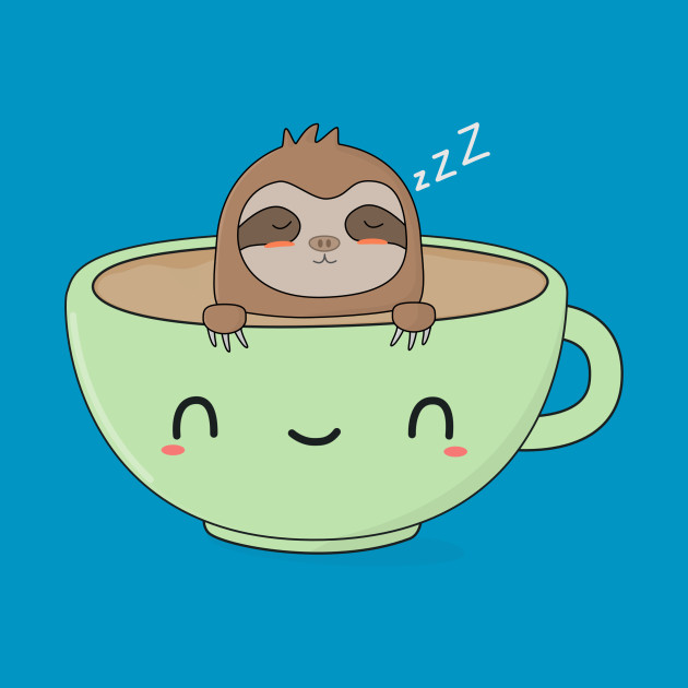 Cute Cartoon Coffee Sloth - Coffee Sloth - T-Shirt | TeePublic