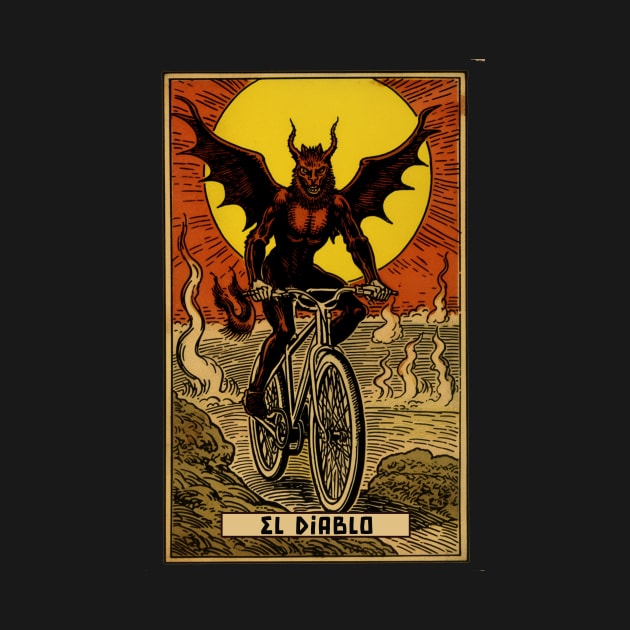 El Diablo: The Devil Riding a Bike Tarot Card Art - The Devil - T-Shirt ...