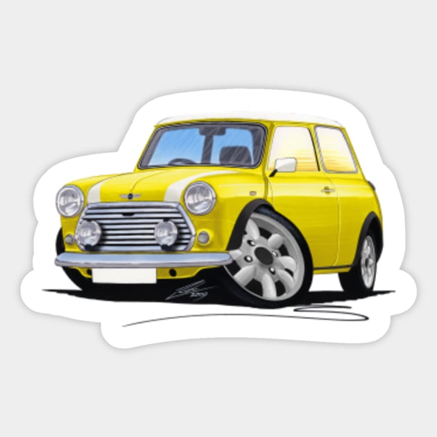 Classic Mini Cooper Yellow - Mini Cooper - Sticker | TeePublic