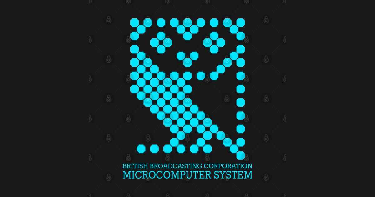 BBC Microcomputer Owl Logo in Cyan - Retro Computing - T-Shirt | TeePublic