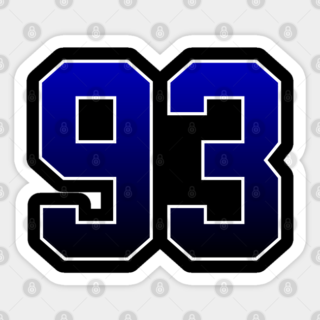 Number 93 - Number 93 - Sticker | TeePublic
