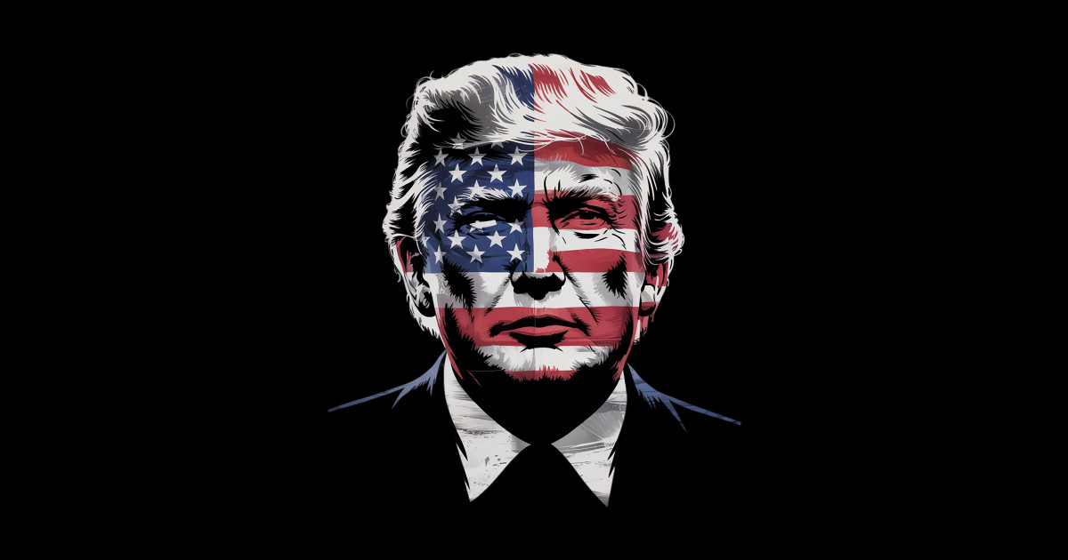 Donald Trump Portrait Face USA Flag 4th July 2025- Donald Trump ...